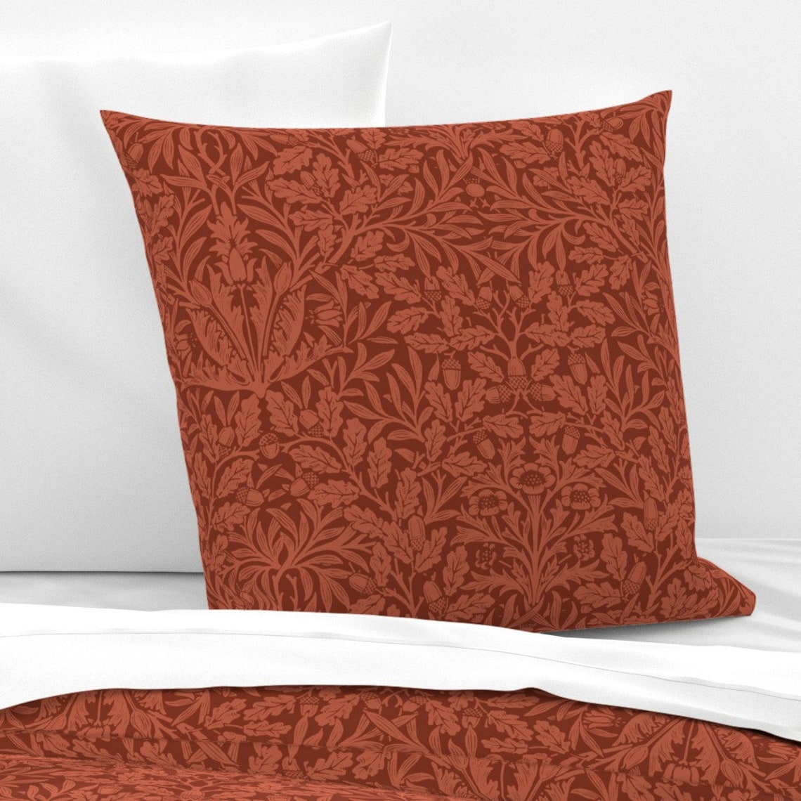 Vintage Damask Bedding - Acorn Persimmon by Salvagescapes - Rust Art ...