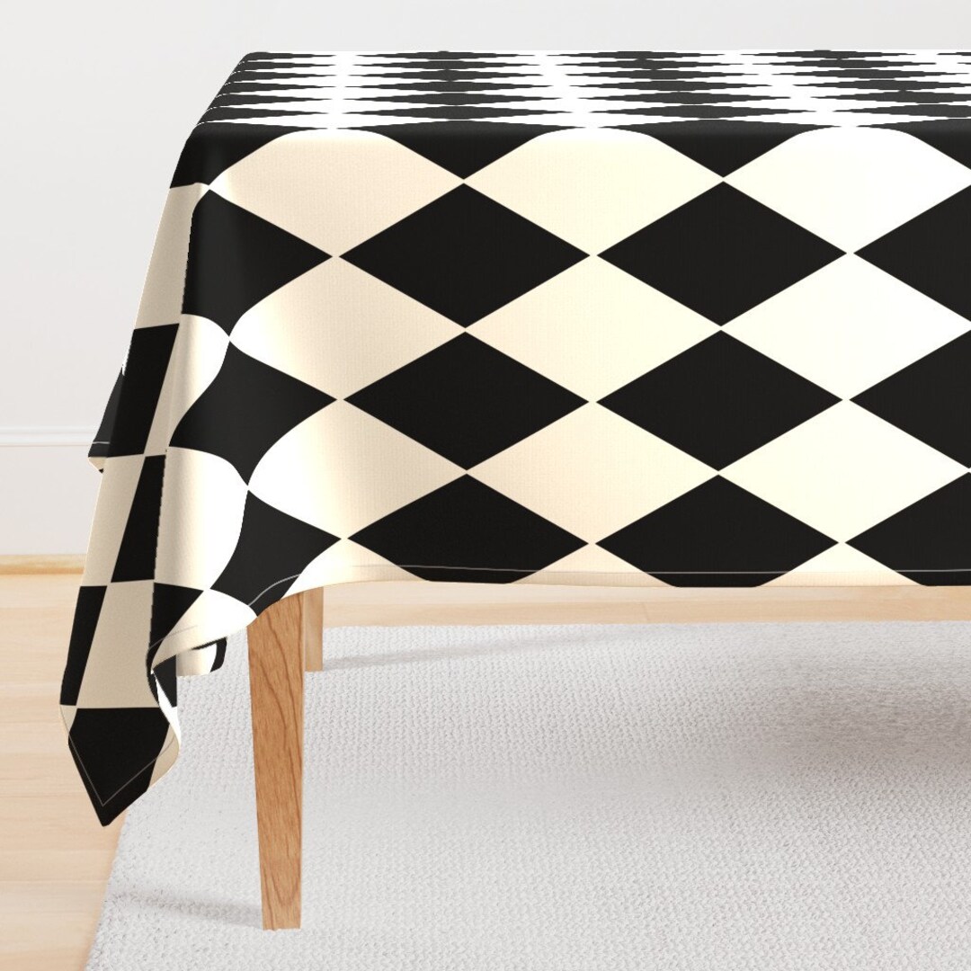 Harlequin Diamonds Tablecloth Cosmic Latte & Black by ...