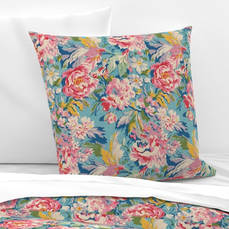 Pink Blue Roses Bedding - Meadow Haven by Whitneyenglish - Colorful ...
