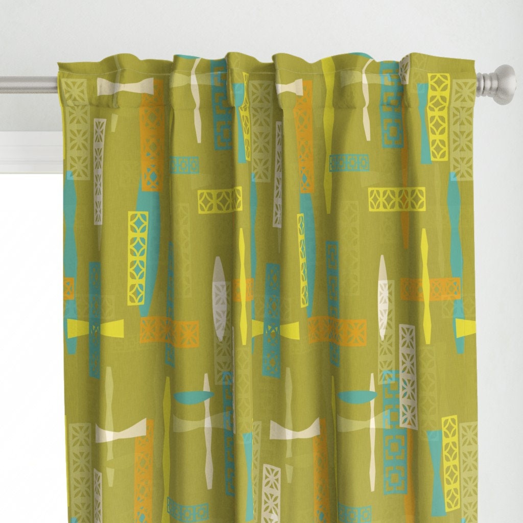 Retro Blocks Curtain Panel Phoenix Breeze Blocks by Litlnemo | Etsy