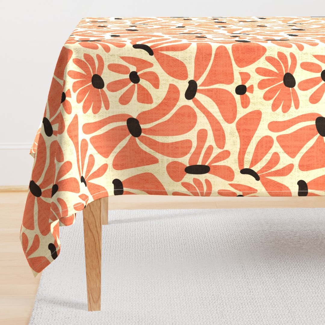 Daisy Tablecloth Retro Whimsy Daisy Large Scale by Winkeltriple Retro ...