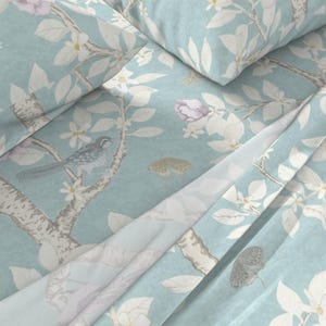 Peony Chinoiserie Sheets - Elsie's Garden Blue by Danika_herrick ...