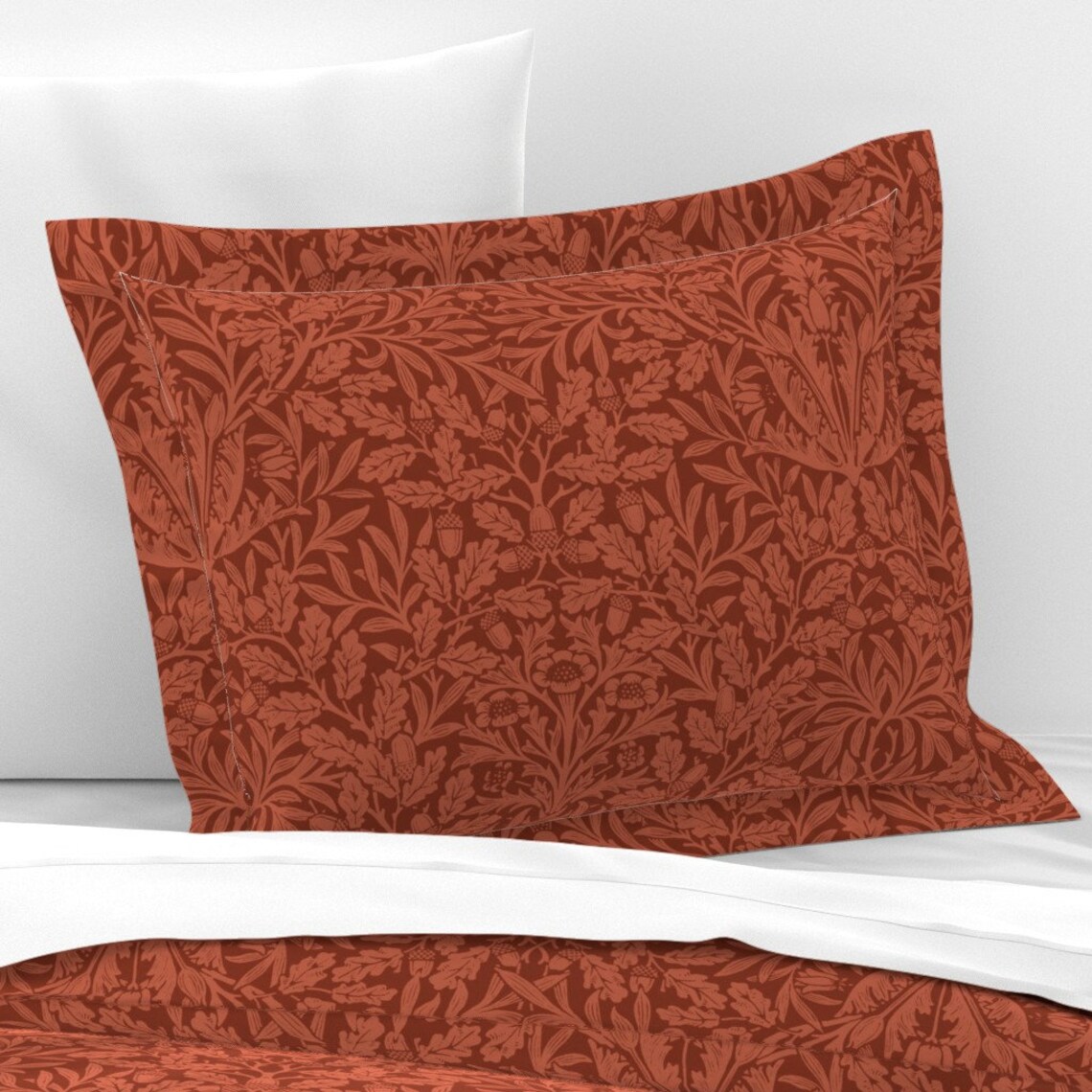 Vintage Damask Bedding - Acorn Persimmon by Salvagescapes - Rust Art ...