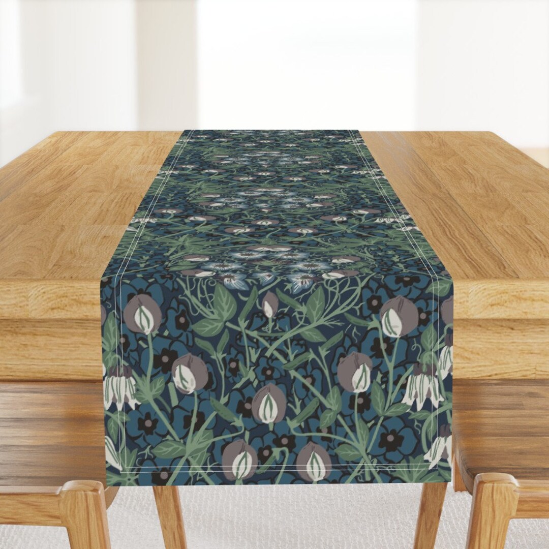 William Morris Table Runner Hollyhock Sweet Pea by Thevictorianoctagon ...