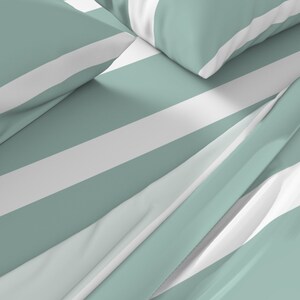Horizontal Lines Sheets Wide Stripe Teal Green by - Etsy