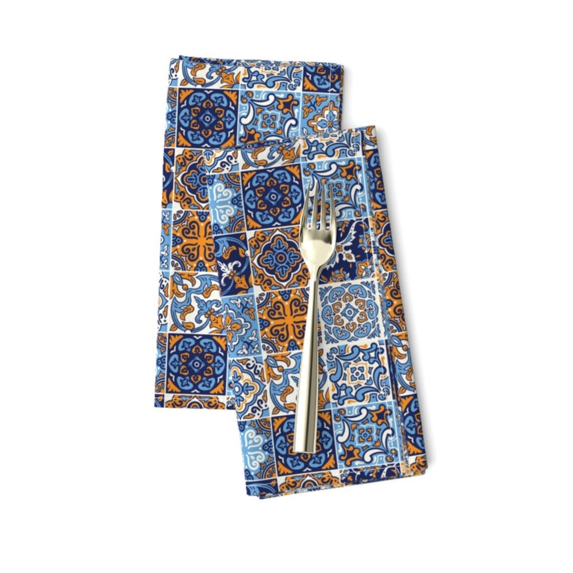 Spanish Tiles Dinner Napkins set of 2 Sea Blue Tilework by - Etsy