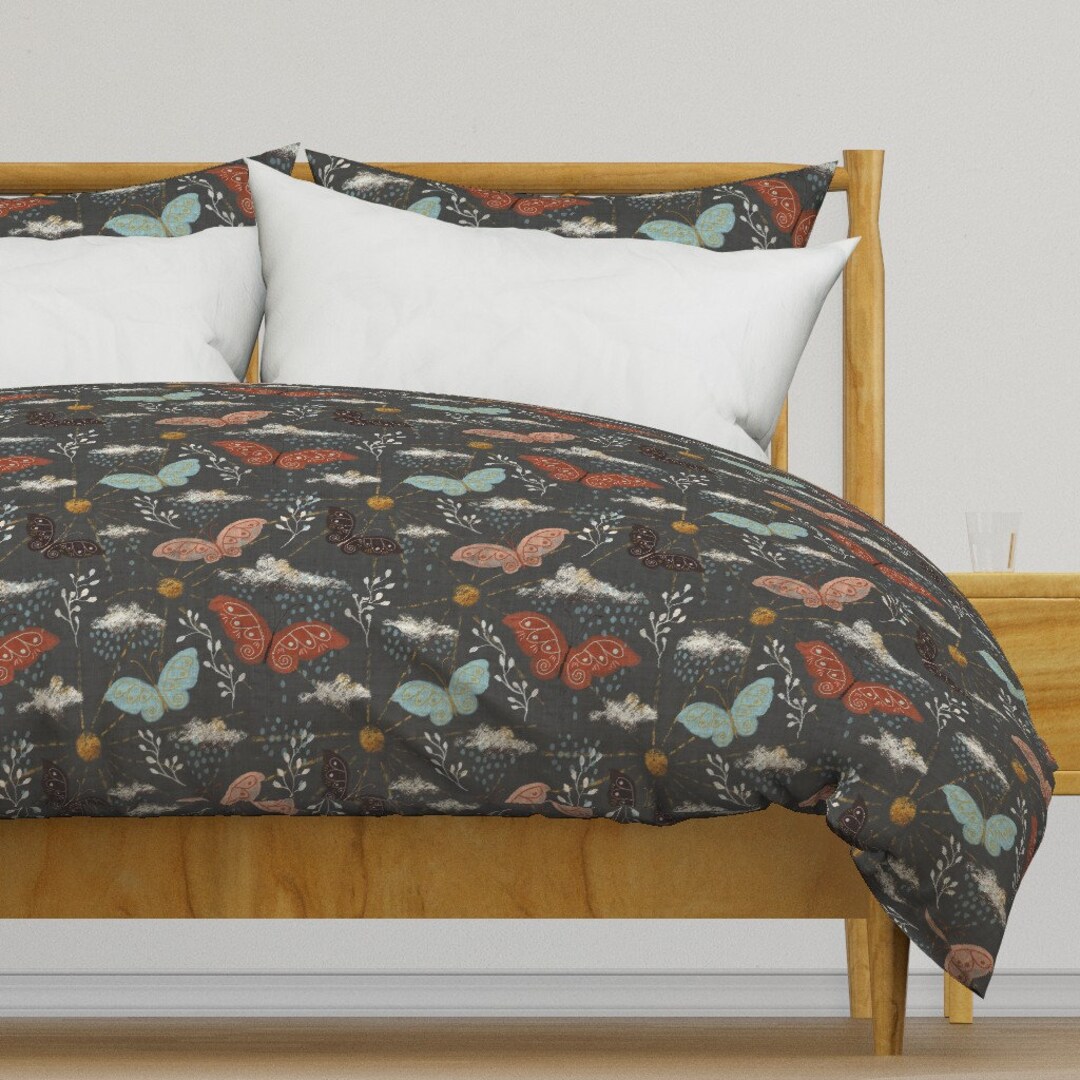 Butterflies Duvet Cover Earth Moths by Belouise Brown Nature Whimsical ...