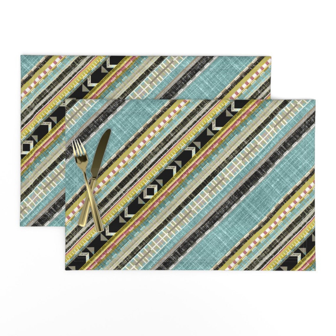 Aztec Placemats set of 2 Southwest Stripe Diagonal by - Etsy