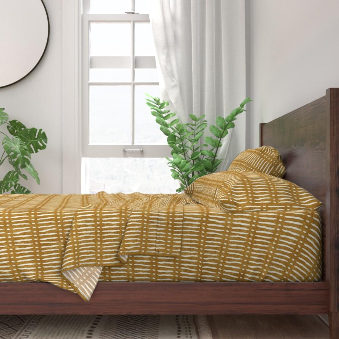 Mustard Mudcloth Sheets - Mustard Dashes by Littlearrowdecor - Bohemian ...