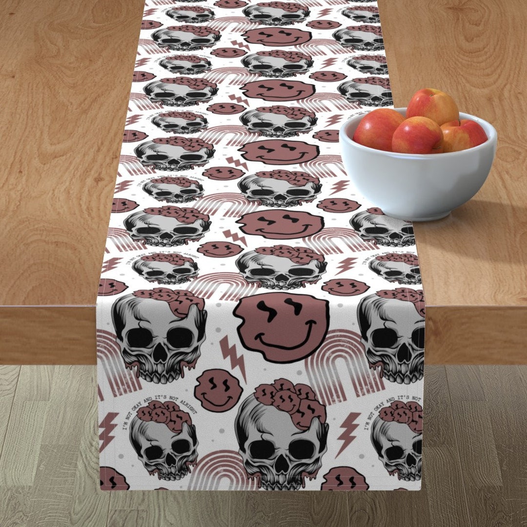Retro Gothic Table Runner Skulls and Smileys by - Etsy