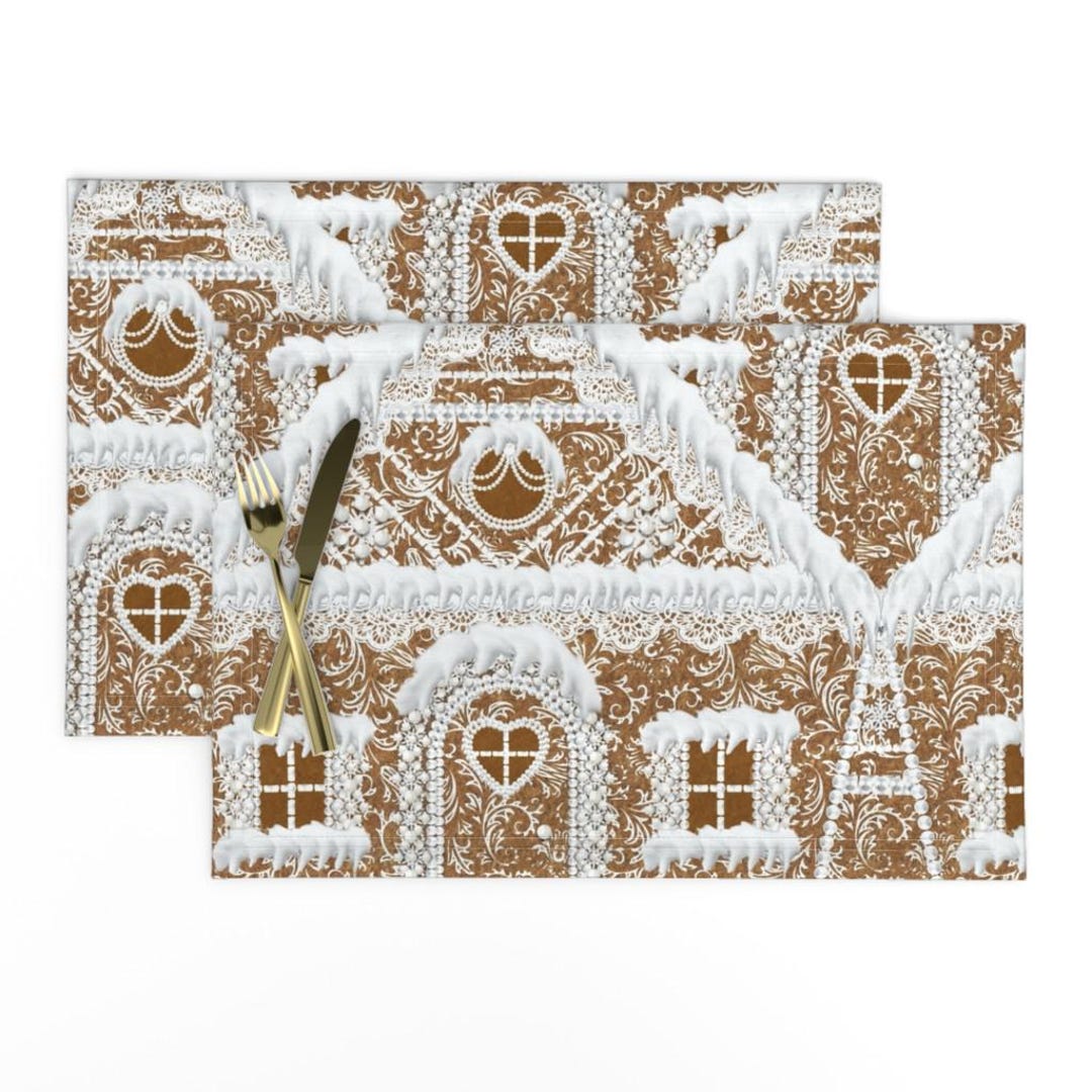 Christmas Placemats Set of 2 - Gingerbread Houses Cookies Holiday ...