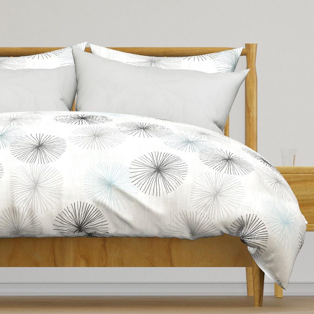 Mid Century Modern Bedding - Dandelion Confetti by Friztin - Gray White ...