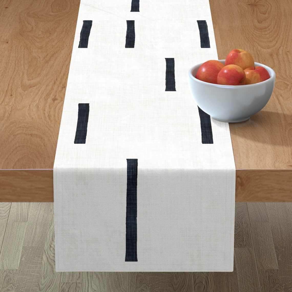 Mud Cloth Table Runner Mod Line White Mudcloth by - Etsy