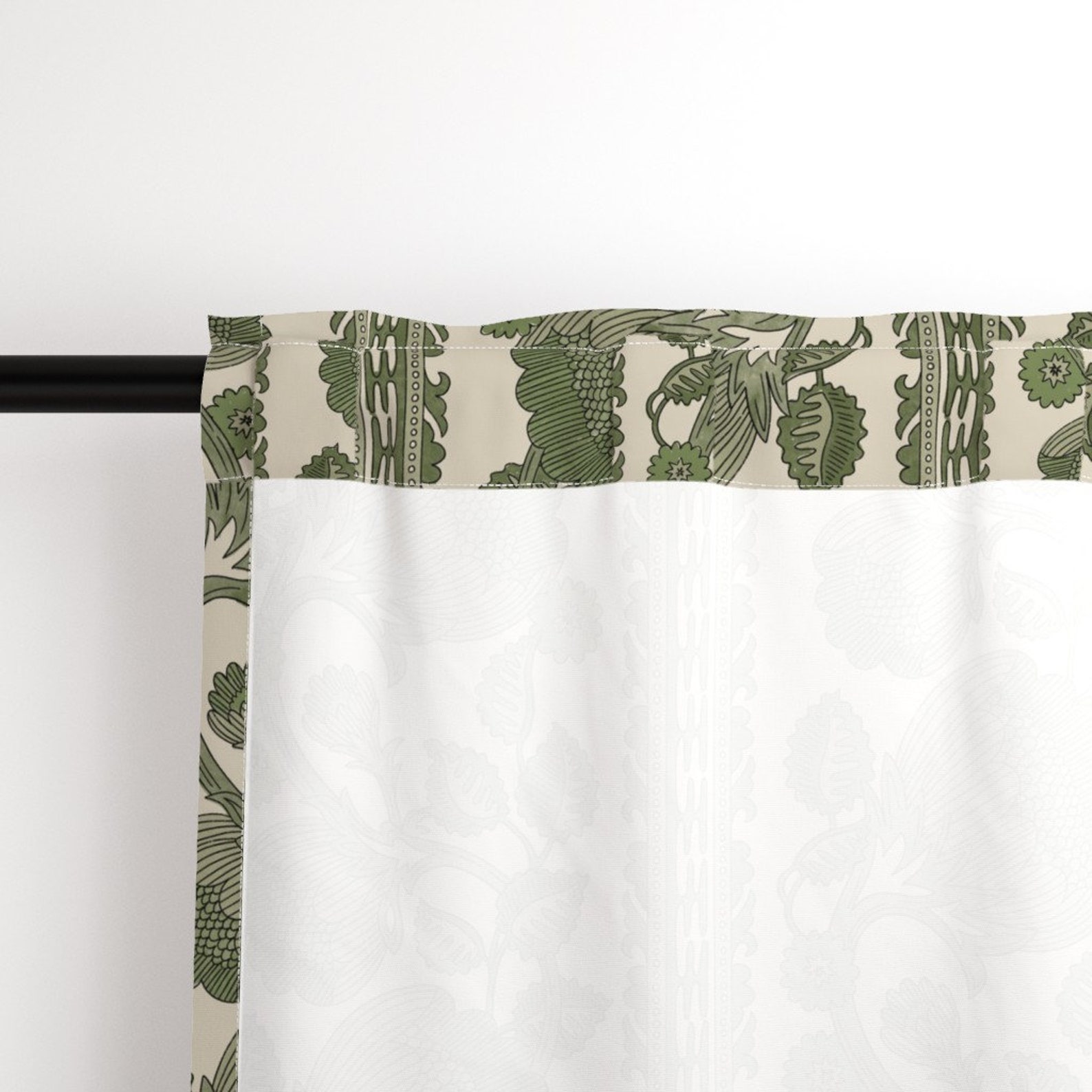 Olive Sage Floral Curtain Panel Trailing Floral by Jen_owens ...