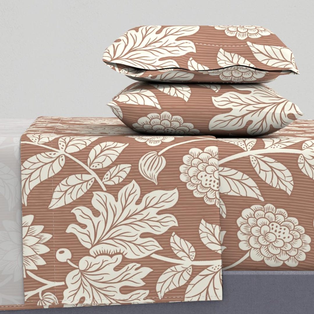 Botanical Sheets - Earthy Floral Stripe Jumbo by Shwetaggaikwad ...