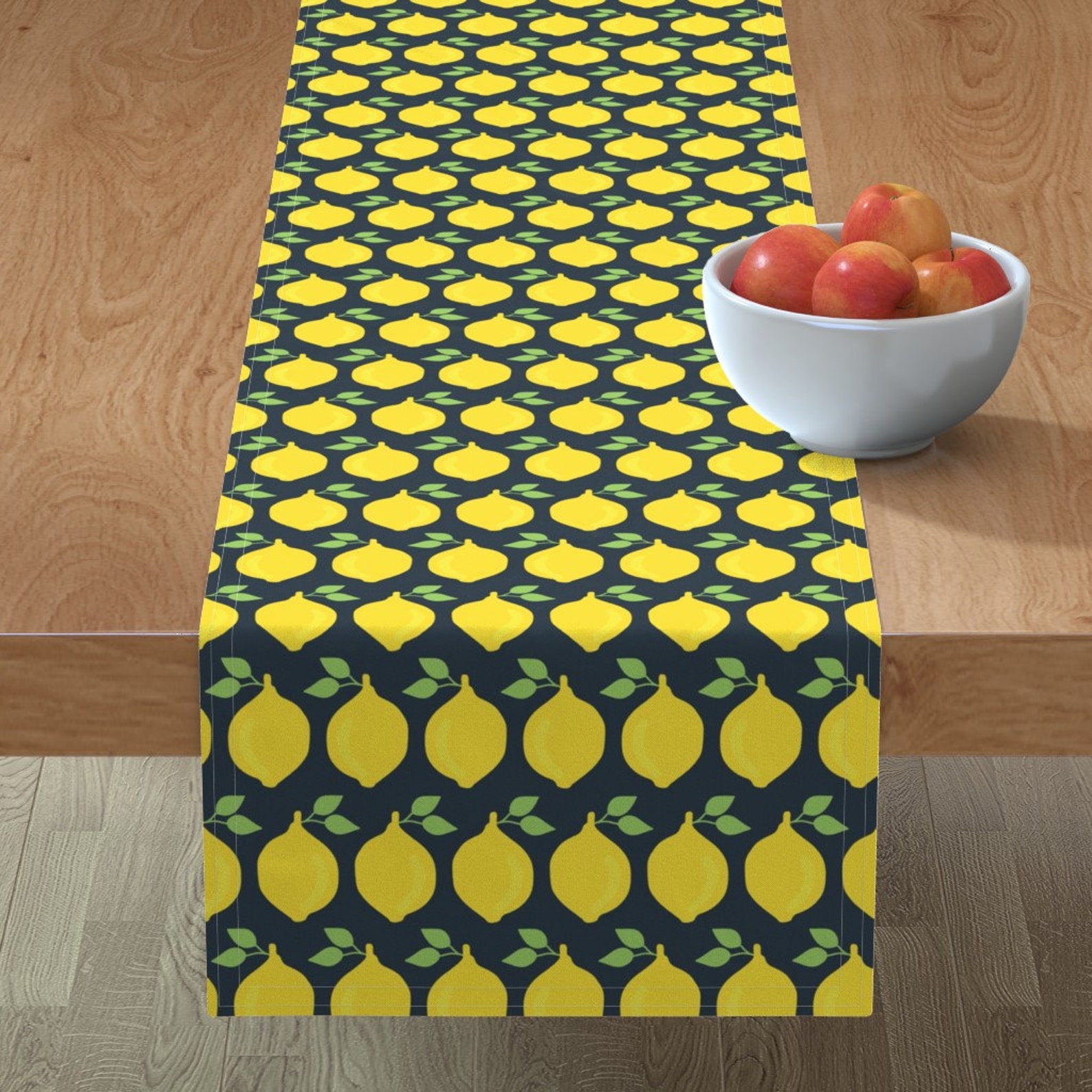 Bright Yellow Lemon Table Runner Retro Lemons in A Row by - Etsy