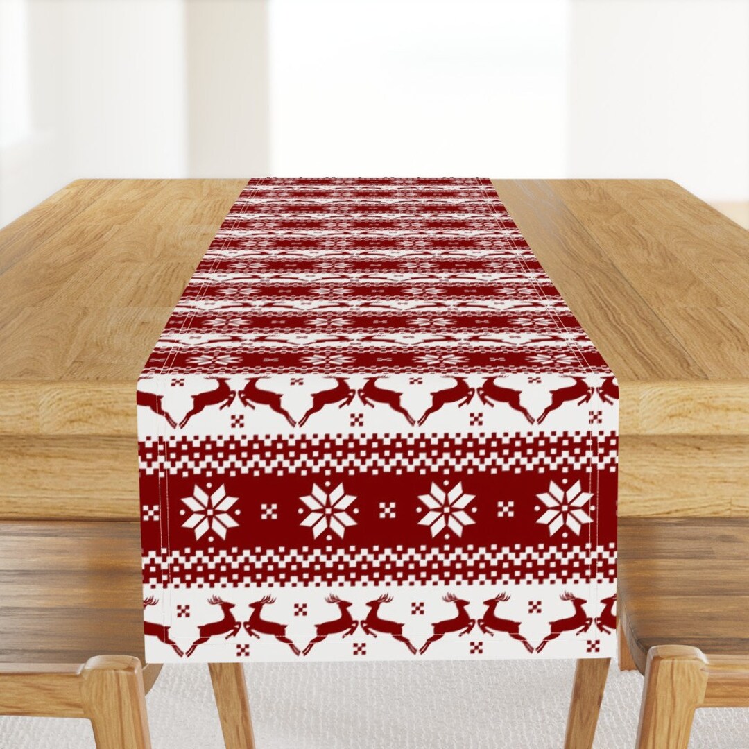 Reindeer Fair Isle Table Runner Reindeer Stripe by Paper_and_frill ...