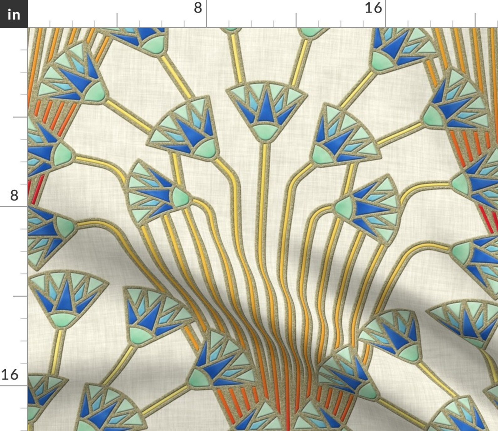 Art Deco Sheets Papyrus Flowers Light by Analinea Egyptian - Etsy