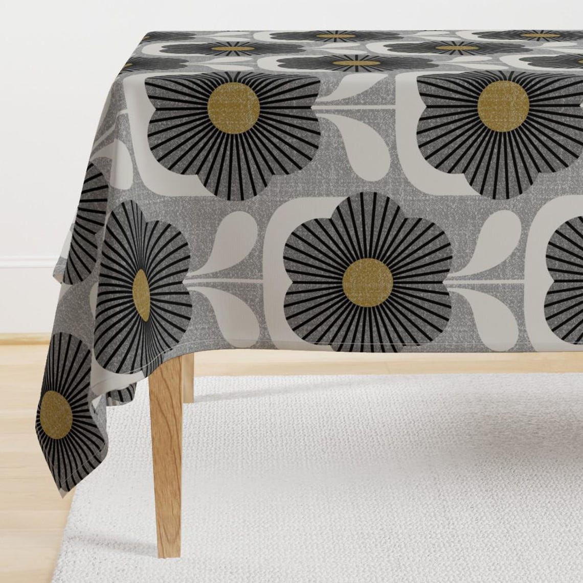 Mod Scandi Flowers Tablecloth - Mod Deco Blooms by Ottomanbrim - Large ...
