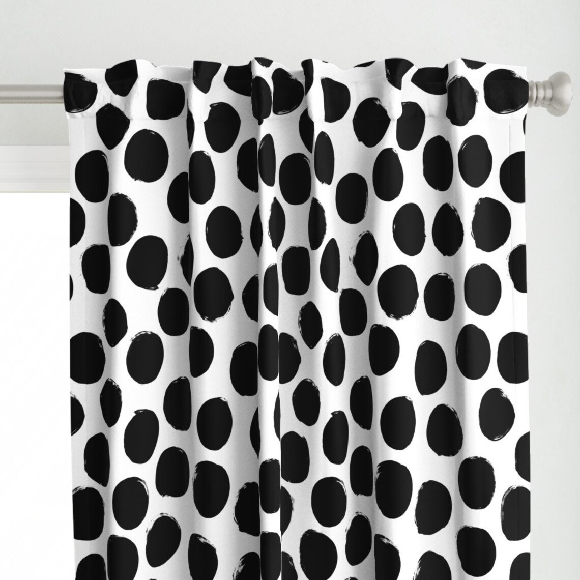 Polka Dots Curtain Panel Black White Huge Polka Dot by - Etsy