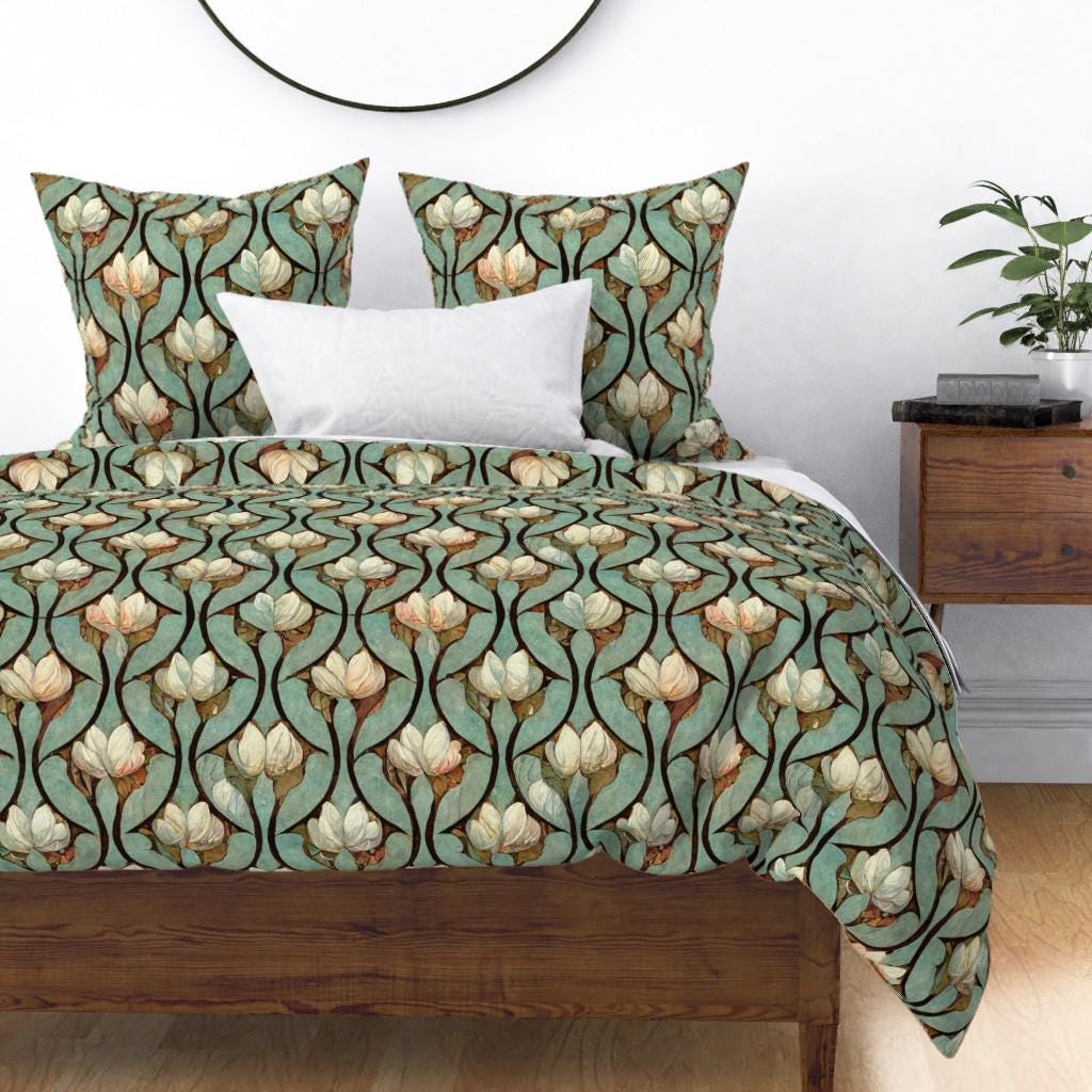 Art Nouveau Lotus Bedding - Art Nouveau Botanical by Nickleen - Art ...