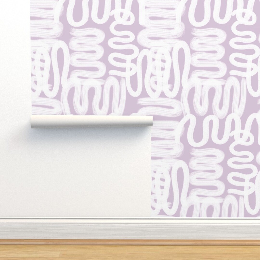 Modern Art Commercial Grade Wallpaper Squiggle White on - Etsy