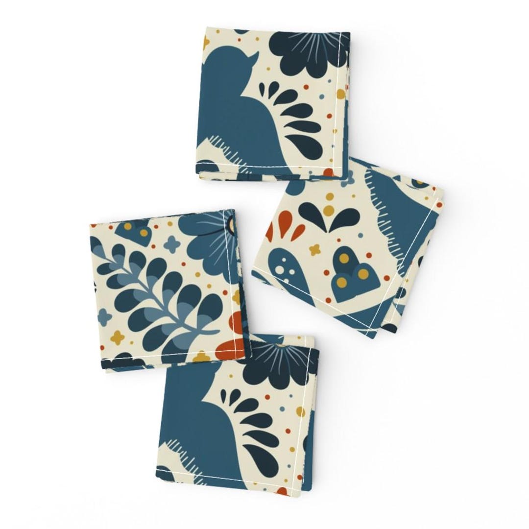 Spanish Style Cocktail Napkins (set of 4) - Talavera on Cream by ...