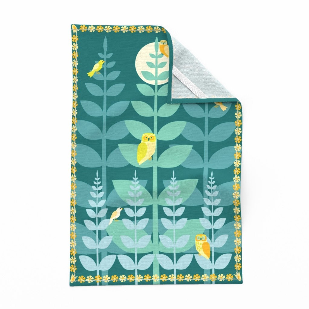 Swedish Folk Art Tea Towel Folk Art Forest by - Etsy