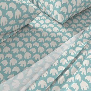 Scandi Bird Sheets - Simple Birds by Toastee - Cream Mint Blue ...