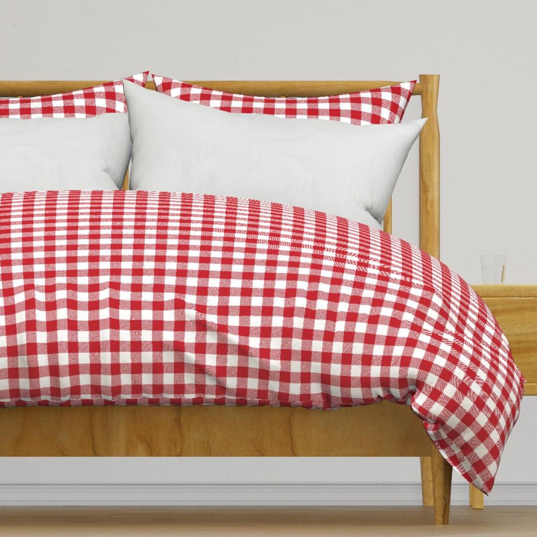 Plaid Bedding - Red and White Christmas Plaid by Charlottewinter ...