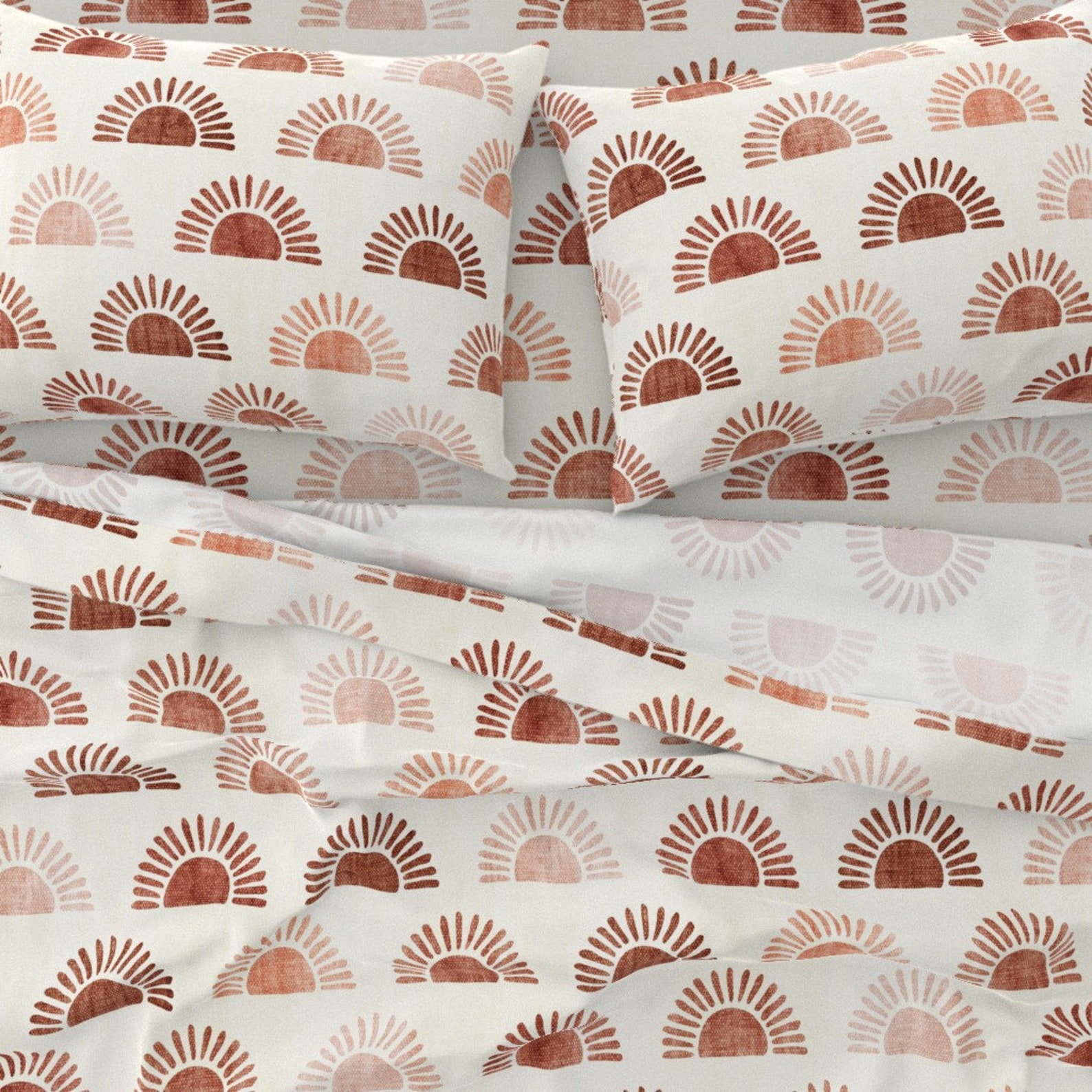 Terra Cotta Rust Sheets Sunshine Block Print by - Etsy