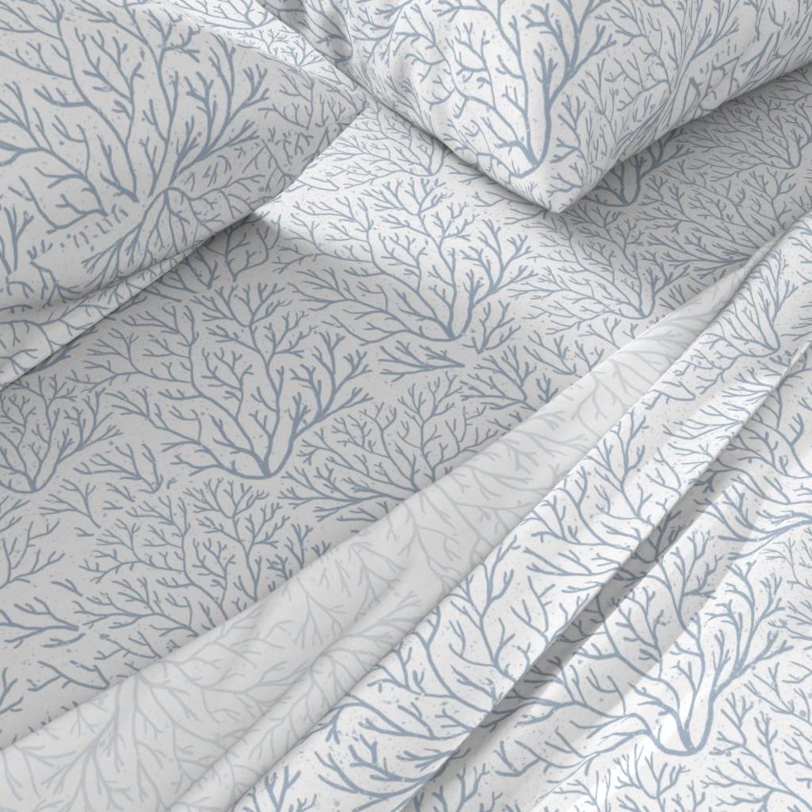 Coastal Blue Gray Sheets - Coral Reef by Kittenlane - Coral Reef Fan ...