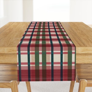 Rustic Table Runner - Dover Plaid Red Holiday by Incognitoshop - Tartan ...