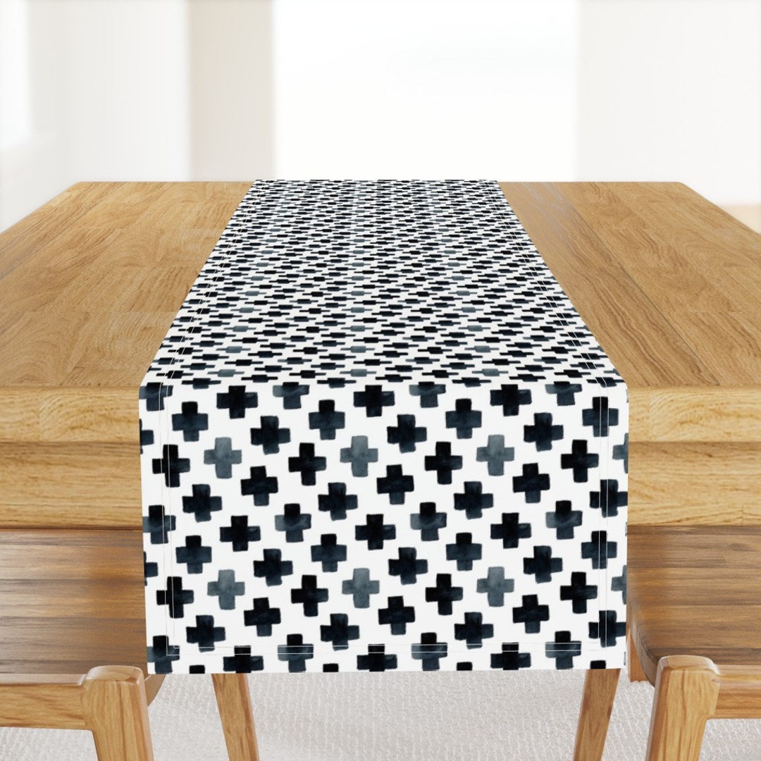 Modern Table Runner Black Cross Pattern by Dinaramay Swiss - Etsy