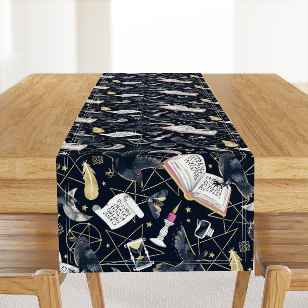 Dark Academia Table Runner - Crows Potions Books Celestial Candles ...
