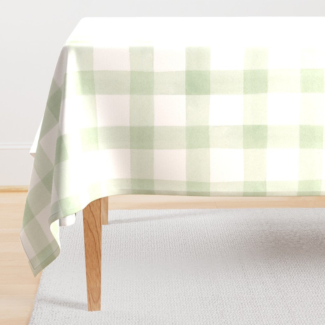 Sage Green Plaid Tablecloth Green Watercolor Check by Dailymiracles ...