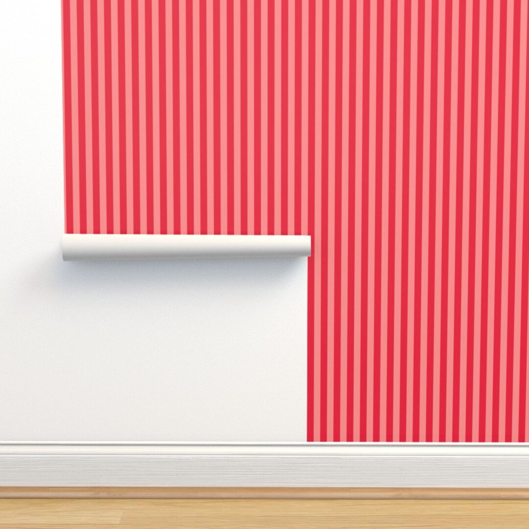 Red Commercial Grade Wallpaper Red House Stripe by Stitchyrichie Pink ...