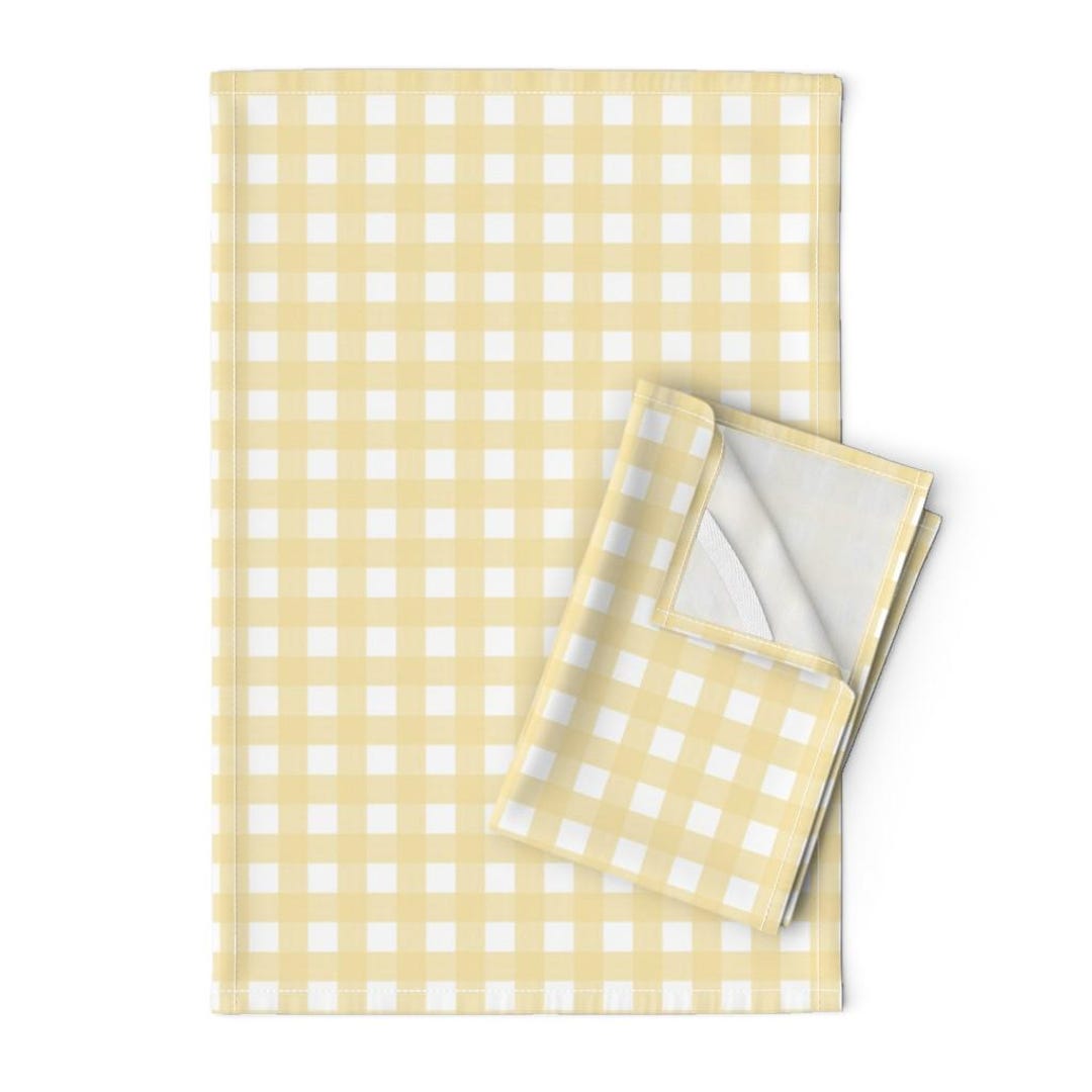 Light Yellow Gingham Tea Towels (set of 2) - Butter Yellow Check by ...