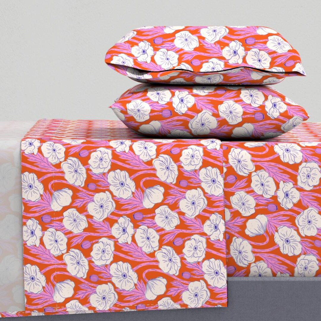 Poppy Flower Sheets - White Poppy by Kondratya - Red Floral Poppies ...