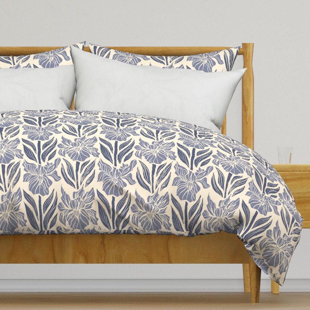 Block Print Floral Bedding - Modern Iris Damask by Lavender_canyon_co ...