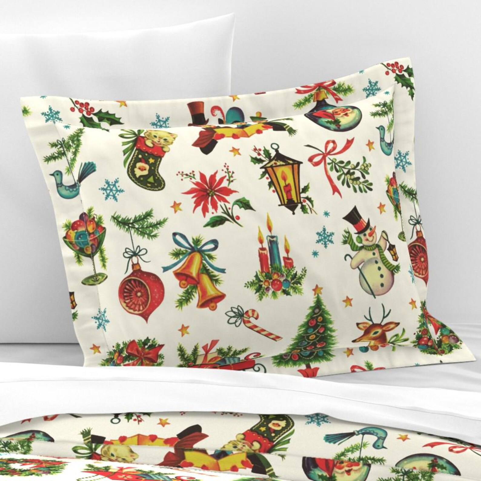 Vintage Christmas Bedding - Retro Christmas by Red_raspberry_design ...