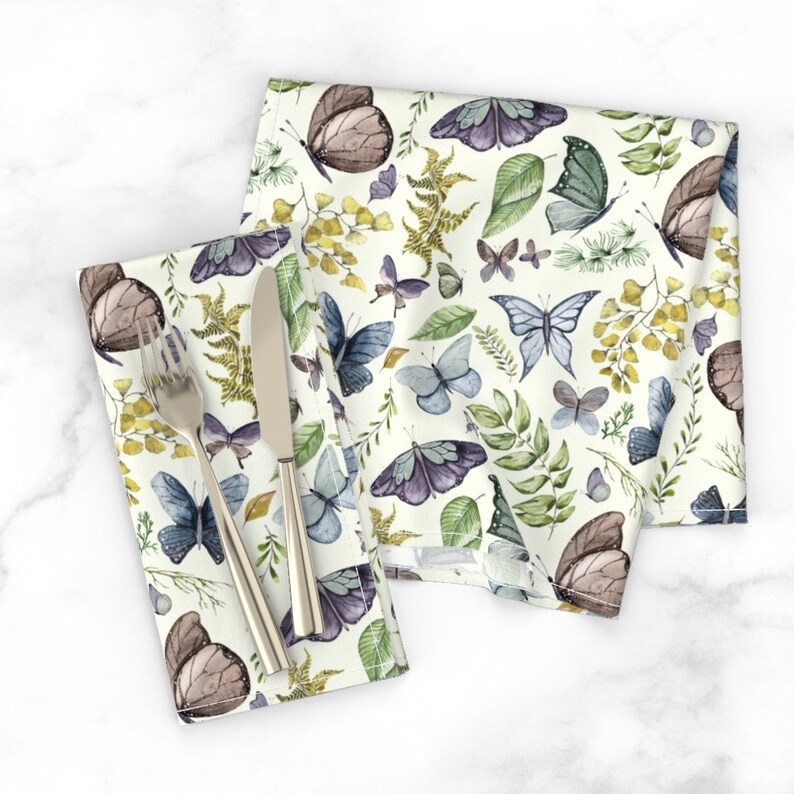Butterflies Dinner Napkins set of 2 Butterfly Meadow by - Etsy