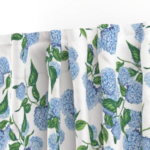 Hydrangea Floral Curtain Panel - Blue Green Botanical Garden Bloom ...
