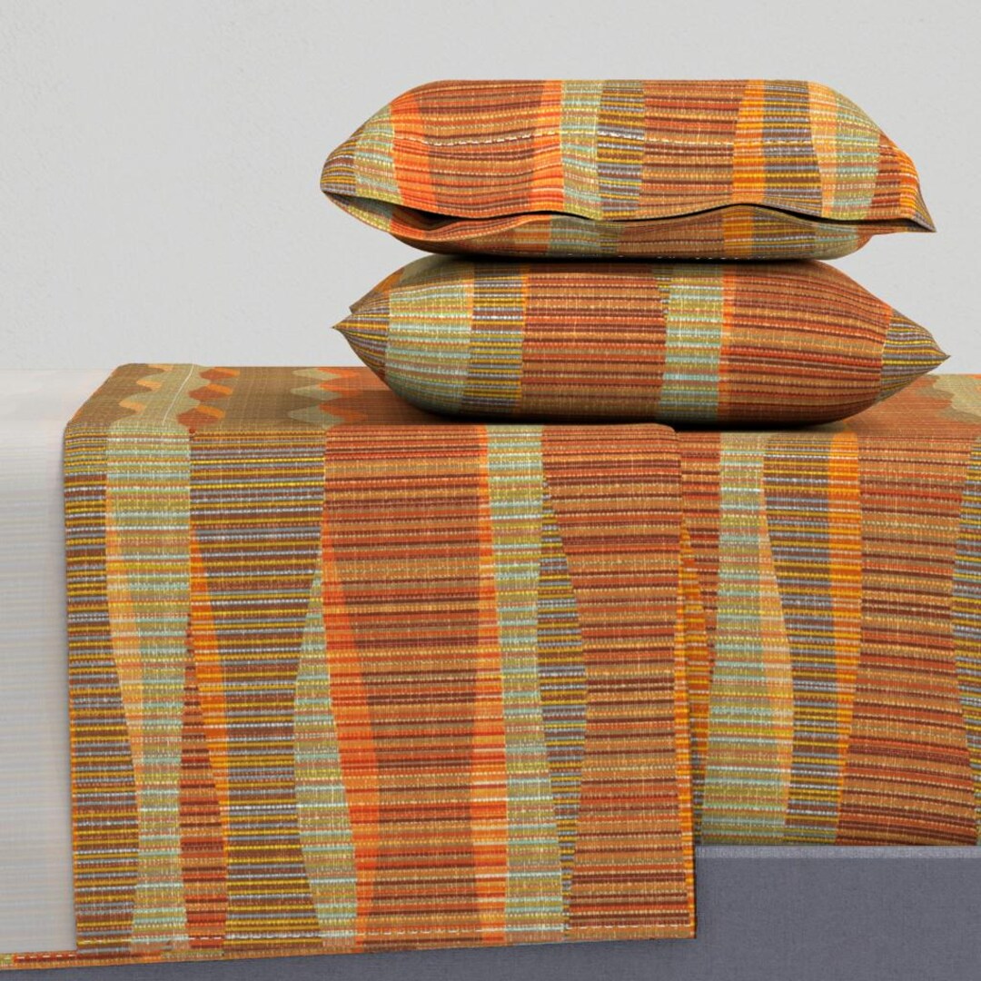 Mid Century Sheets - Mid Mod Lines by Theodesign - Horizons Desert Faux ...