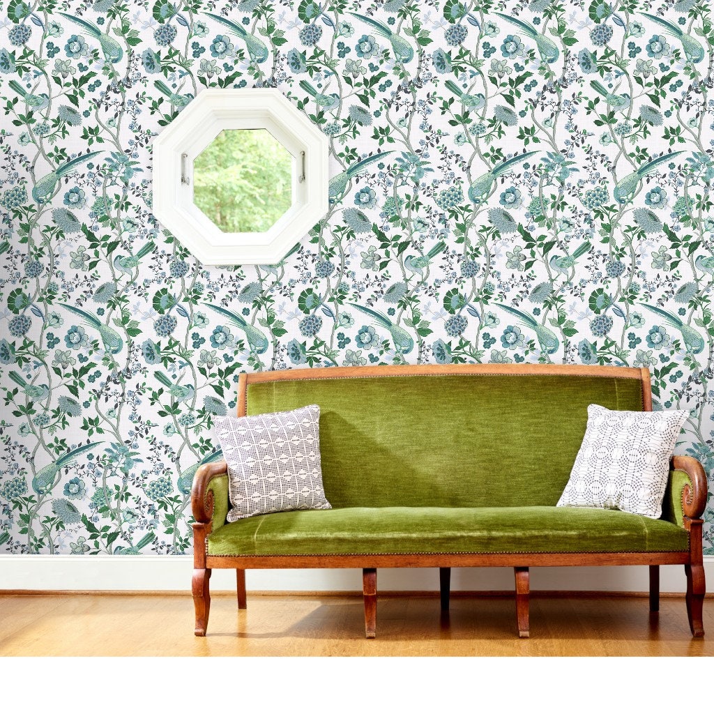 Traditional Non-pasted Wallpaper Chinoiserie Chintz Botanicals ...