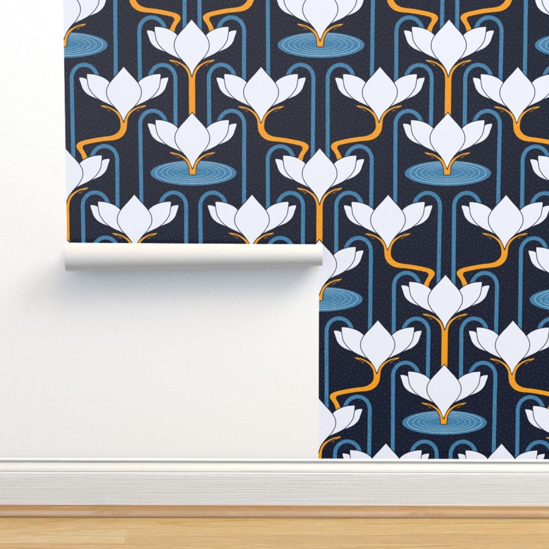 Art Nouveau Non-pasted Wallpaper - Fountain by Northstarstudio - Graceful Lotus Crocus Lilly ...
