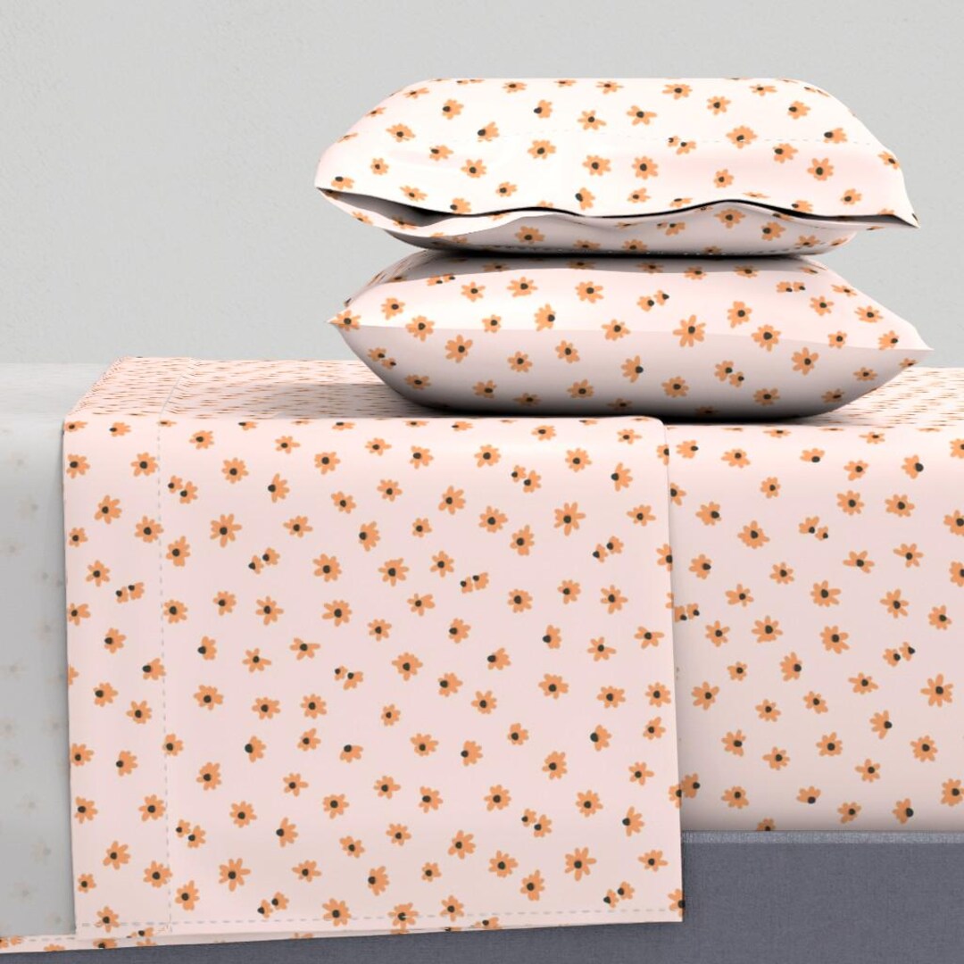 Tiny Coquette Floral Sheets - Tiny Blooms by Avrilloreti - Orange Blush ...