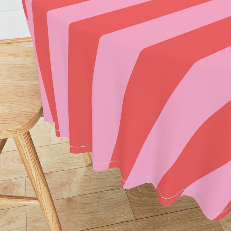 Cabana Stripe Tablecloth - 3" Wide Pink Stripe by Vivdesign - Candy ...