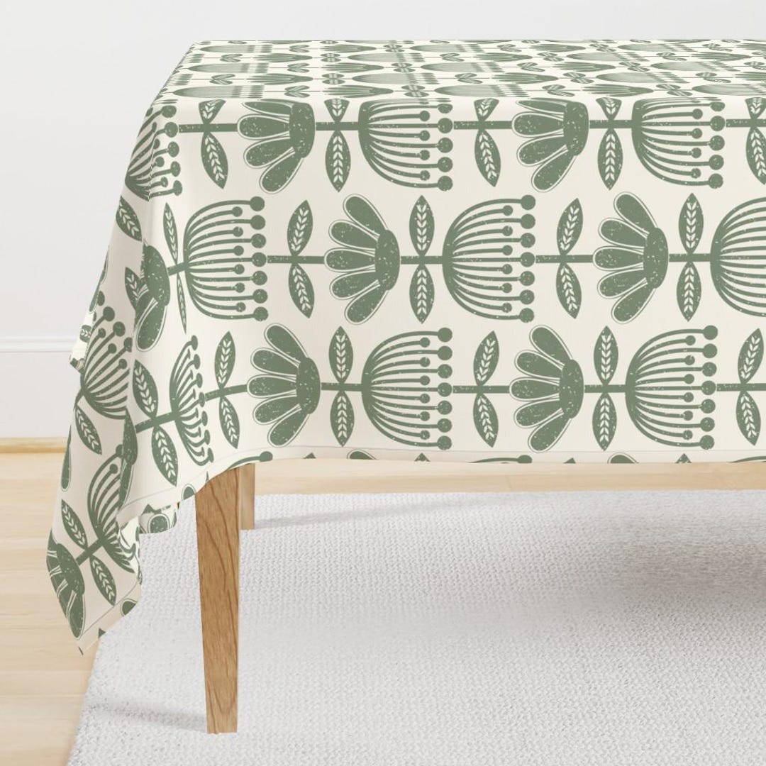 Scandi Flowers Tablecloth - Block Print Abstract by Mariliineira ...