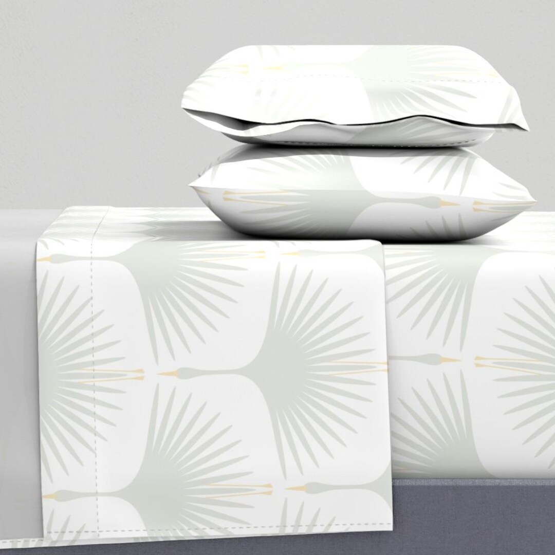 Art Deco Swan Sheets - Art Deco Swans by Katerhees - Gray Green White ...